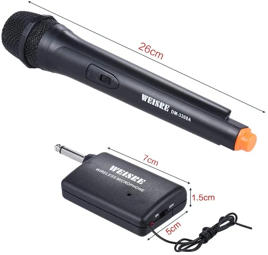 WEISRE WIRELESS MICROPHONE SYSTEM VHF Black {DM-3308A} - PC Circle